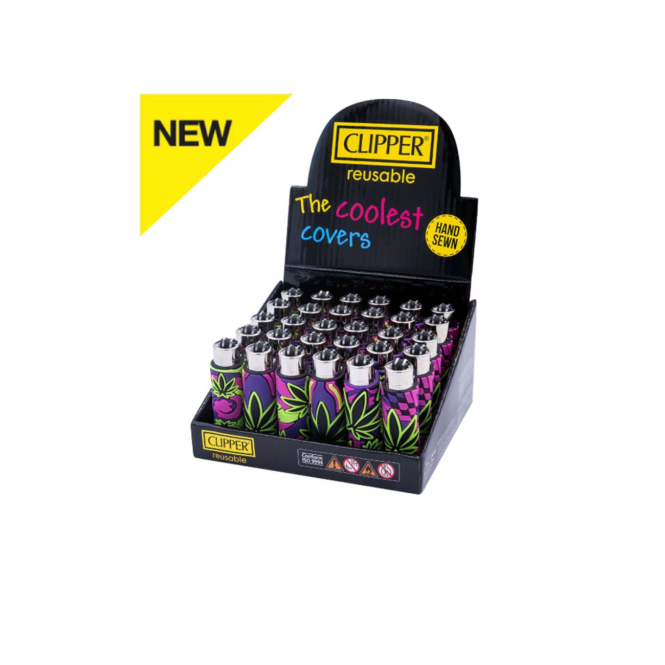 CLIPPER PVC Covers Feuerzeug NEON LEAVES | Black Leaf